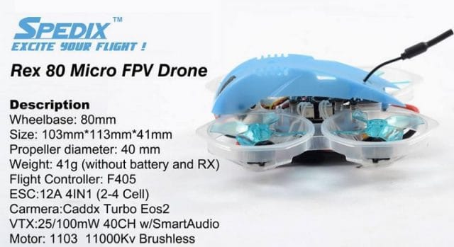 Spedix Rex FPV drone: 80mm sized Micro Brushless Whoop - First Quadcopter